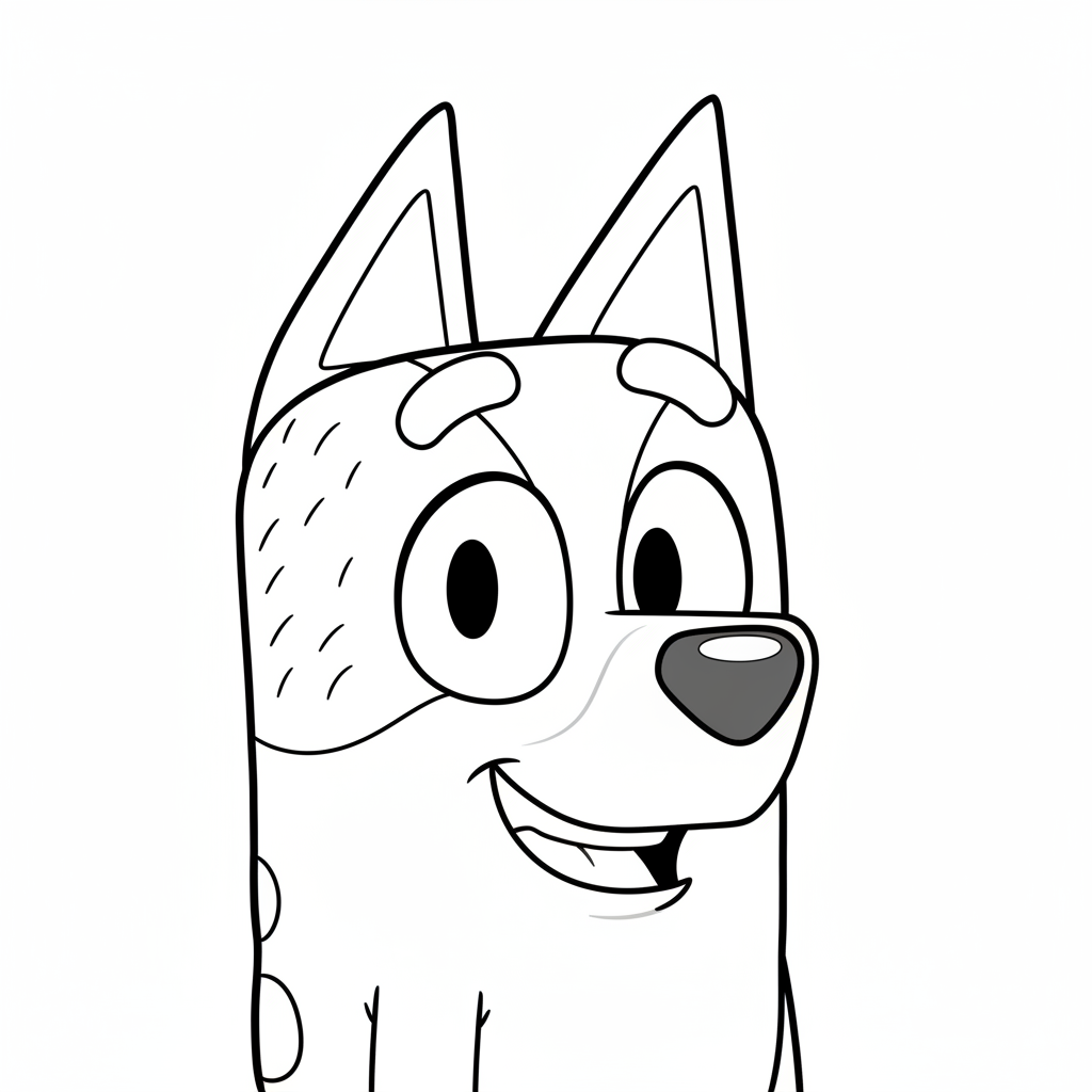Bluey with big happy smile close-up portrait Coloring Page