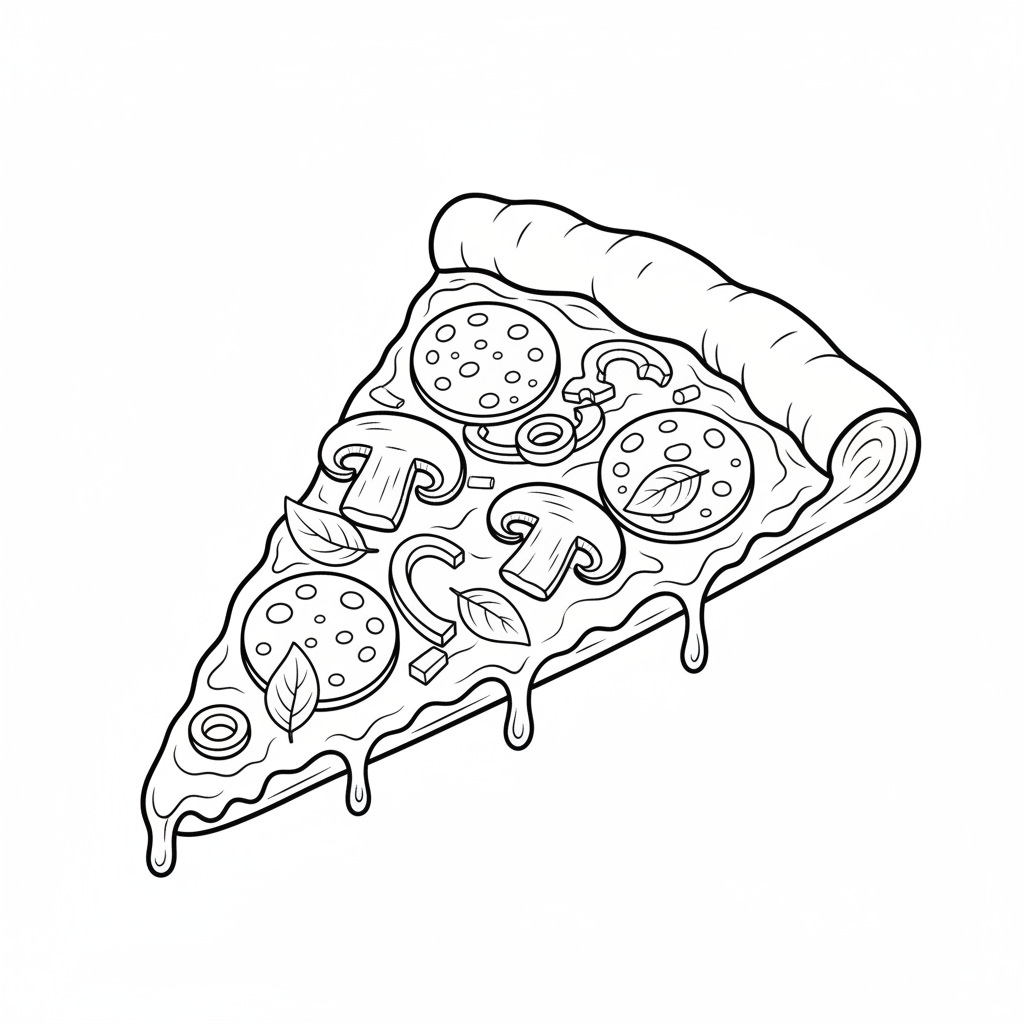 Pizza Toppings Collection Coloring Page - Free Printable
